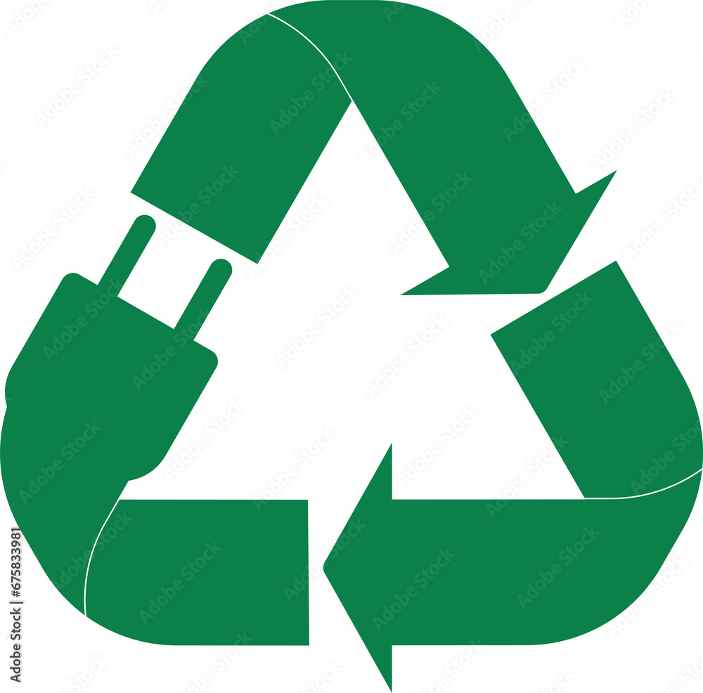 recycle syIsolated illustration green icon of electrical recycle, power ...