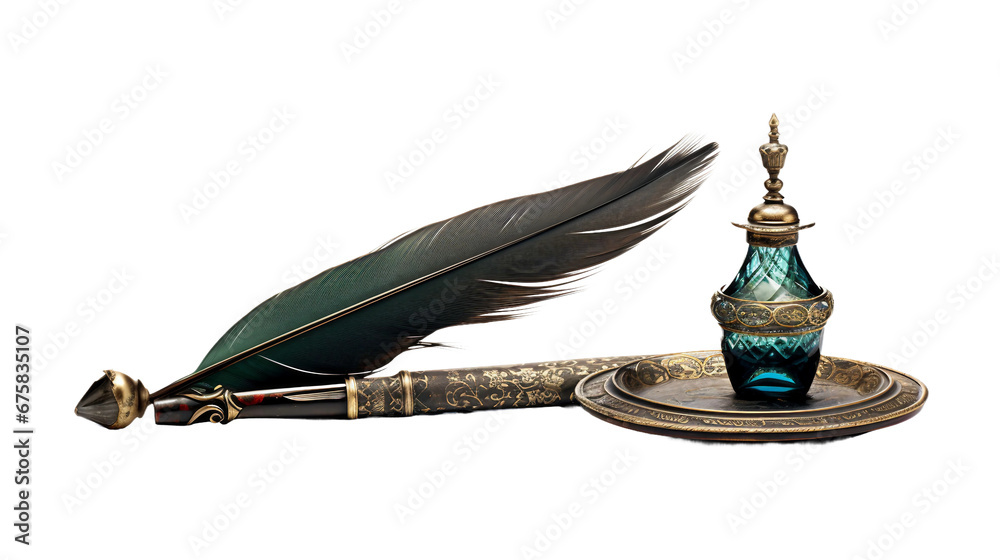 Fabulous Quill and Inkwell Set Isolated on Transparent Background PNG ...