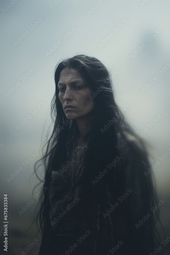 Native American Indigenous Woman - Female Warrior - Serious Expression ...