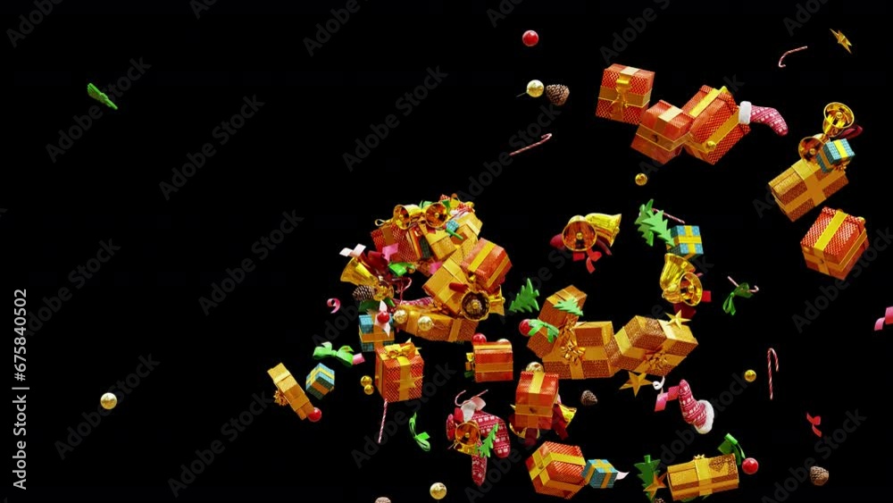 Collection Of Christmas Objects Explosion is alpha motion footage for ...