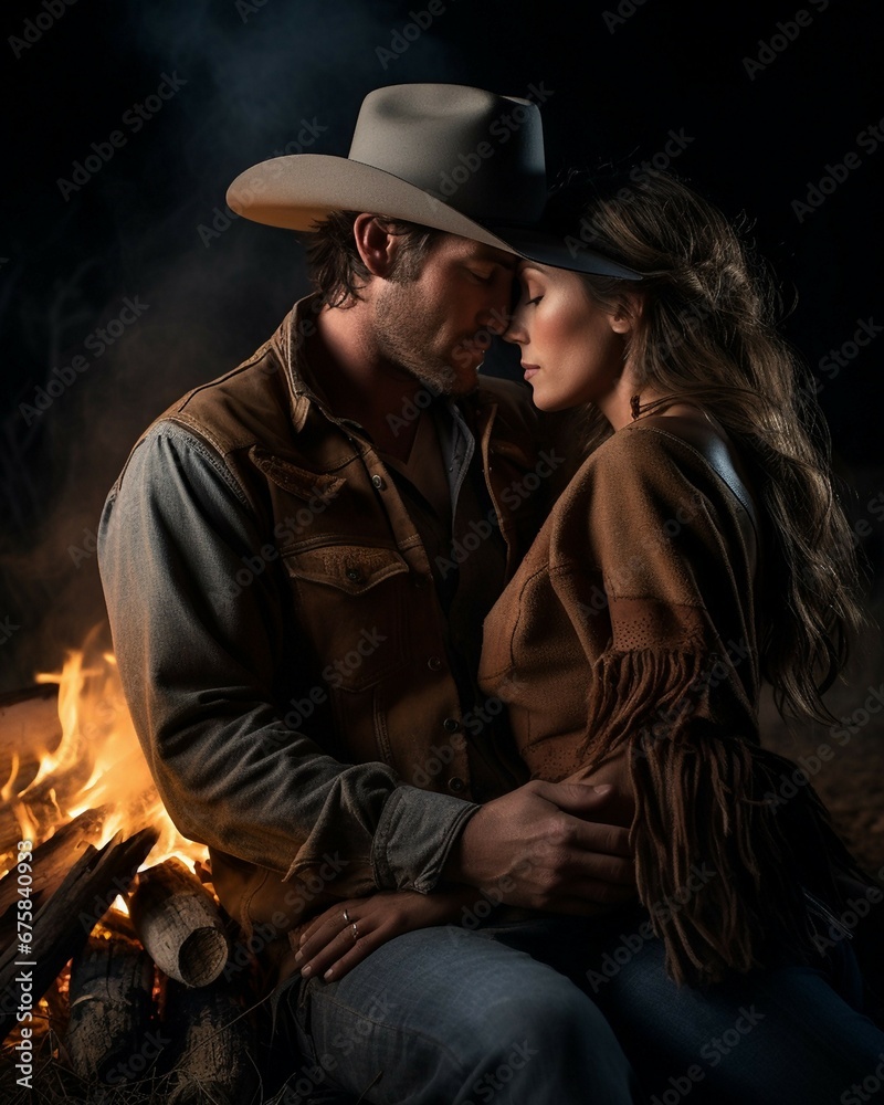 Intimate western couple Stock Photo | Adobe Stock