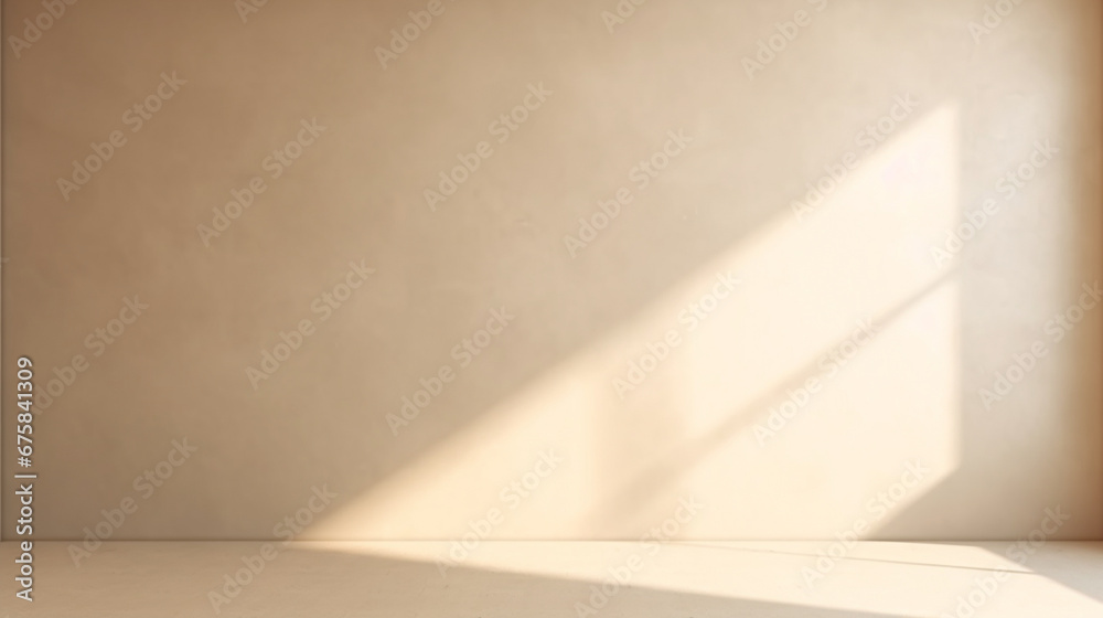 Minimal wooden floor with flesh color background and sun rays for ...