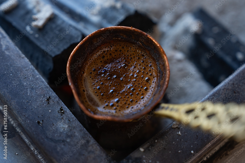 Cooking Turkish Coffee in Sand Photo, Eminonu Fatih, Istanbul Turkiye ...