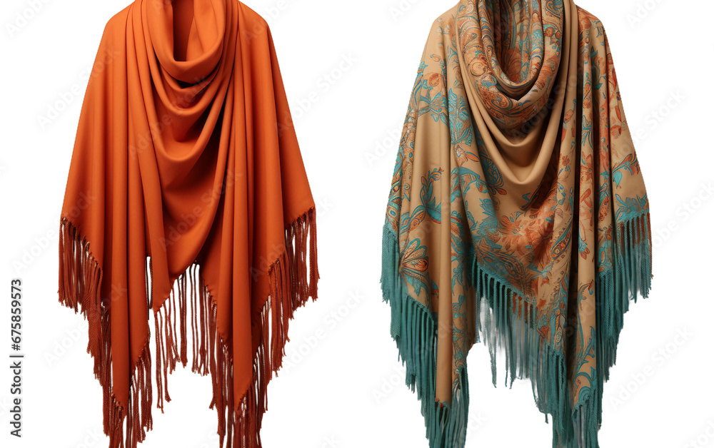 Set of Pashmina Shawls with Front and Back Views on Transparent ...
