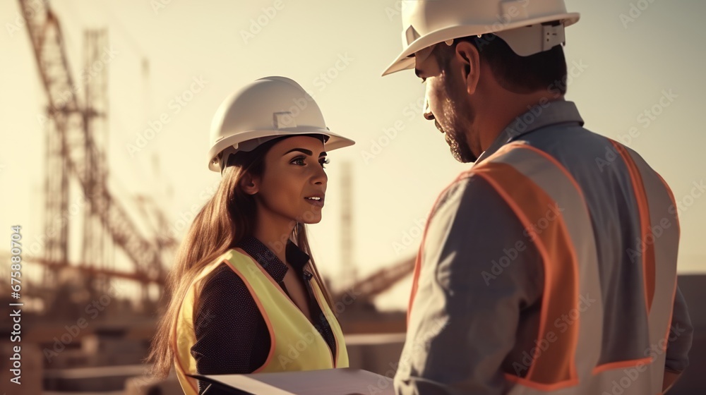 Chief Engineer of Expressway Construction Site Wear a uniform and ...
