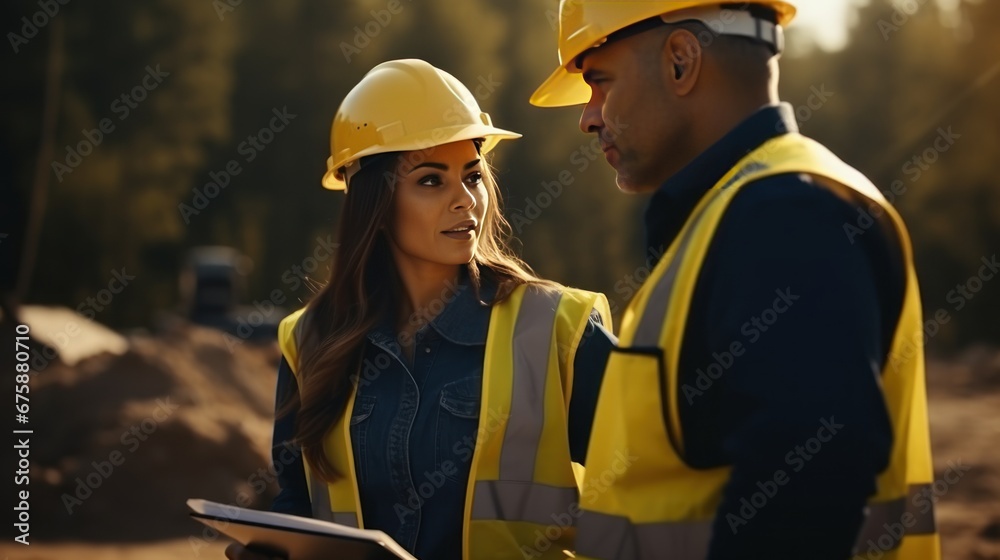 Chief Engineer of Expressway Construction Site Wear a uniform and ...
