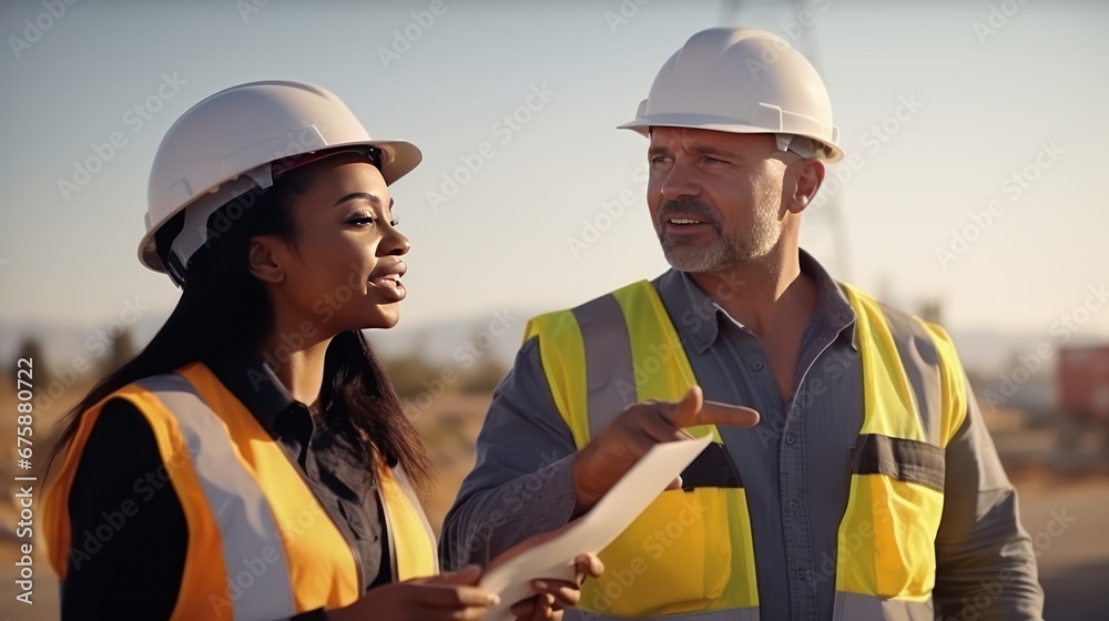 Chief Engineer of Expressway Construction Site Wear a uniform and ...
