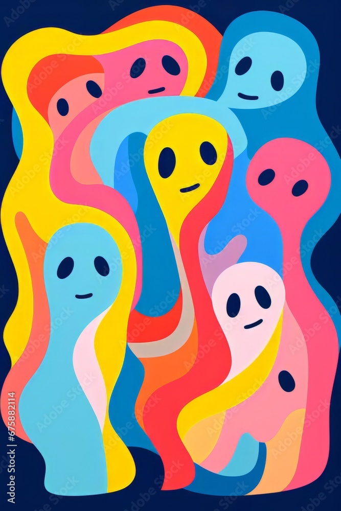 Generative AI image of a Group hug poster vector illustration, in the ...