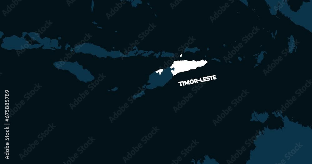 World Map Zoom In To Timor-Leste. Animation in 4K Video. White Timor ...