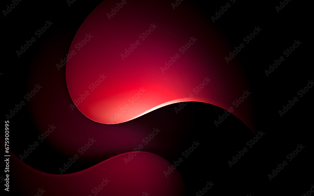 Illustration of a dark background with backlit red 3D textured shapes ...
