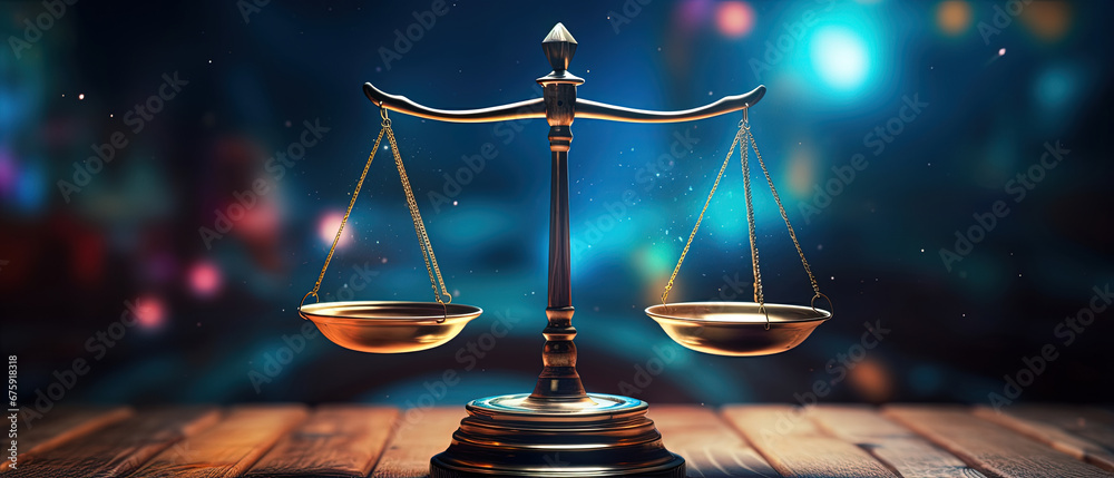 Justice Illuminated: A Balance Scale in a Stunning, Colorful Display ...