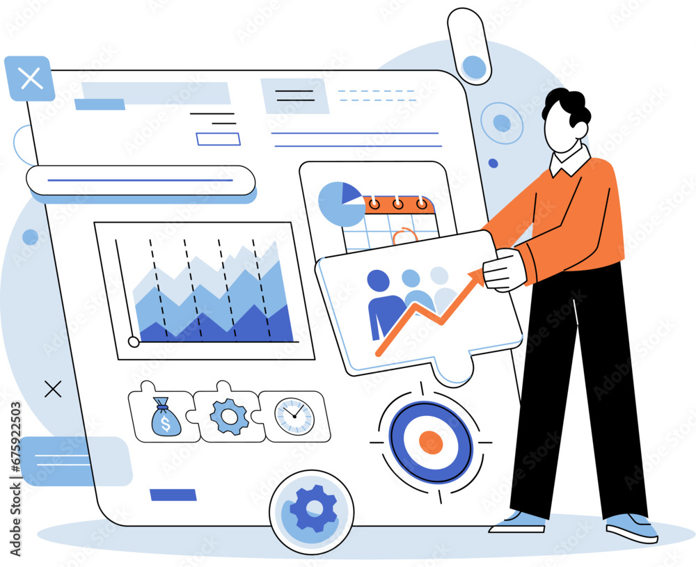 KPI key performance indicator. Vector illustration. KPI analysin ...