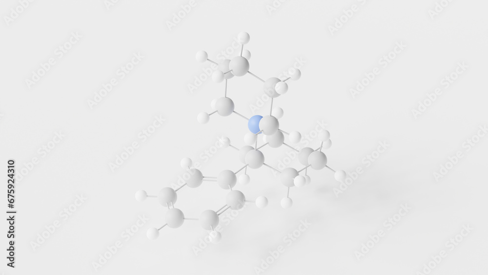 phencyclidine molecule 3d, molecular structure, ball and stick model ...