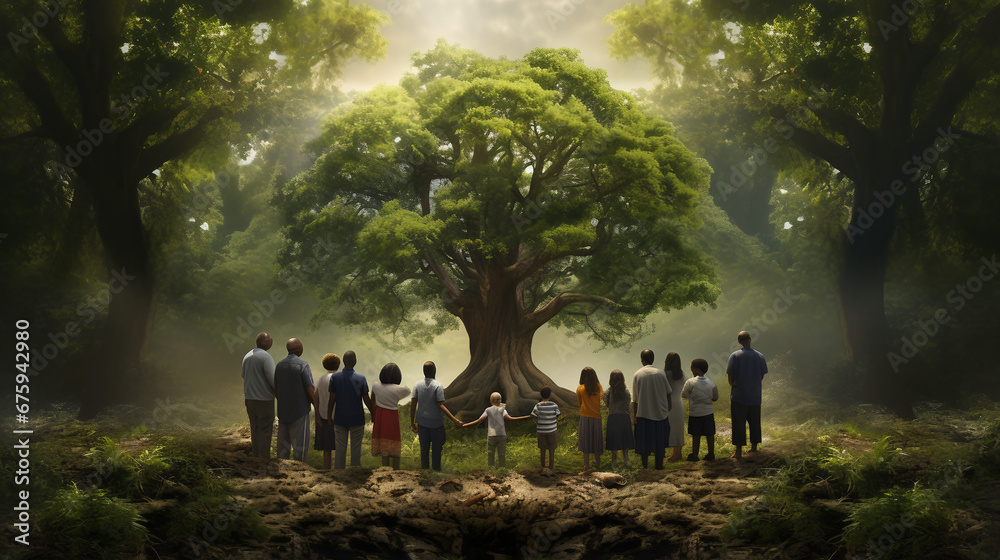 diverse family members as they stand in a circle around the newly ...