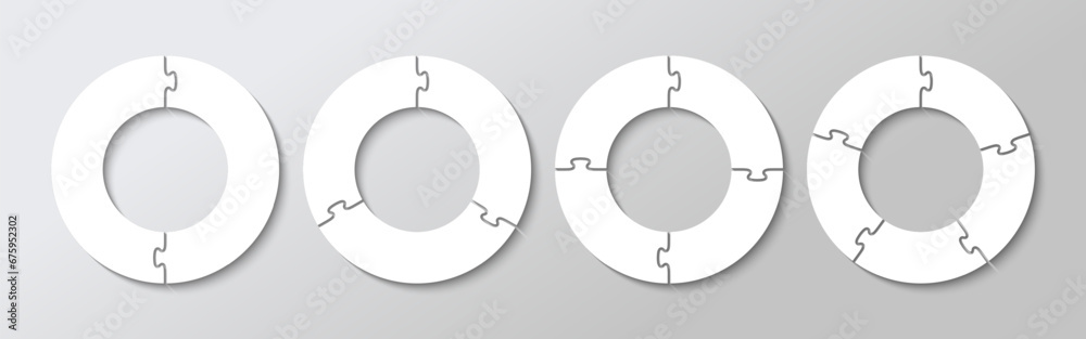Set of ring puzzle grids in a row. Business presentation template ...