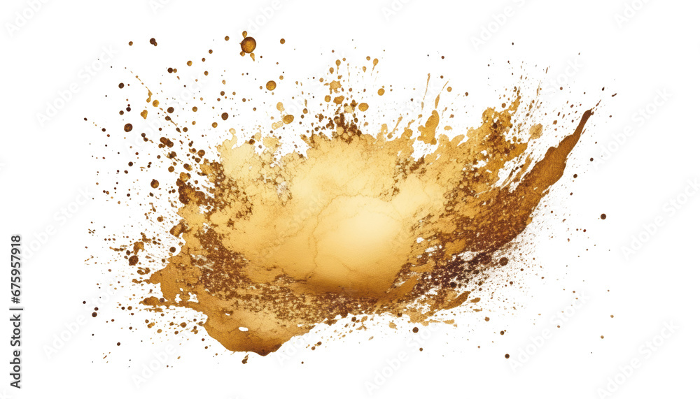 gold ink splash isolated on transparent background cutout Stock ...