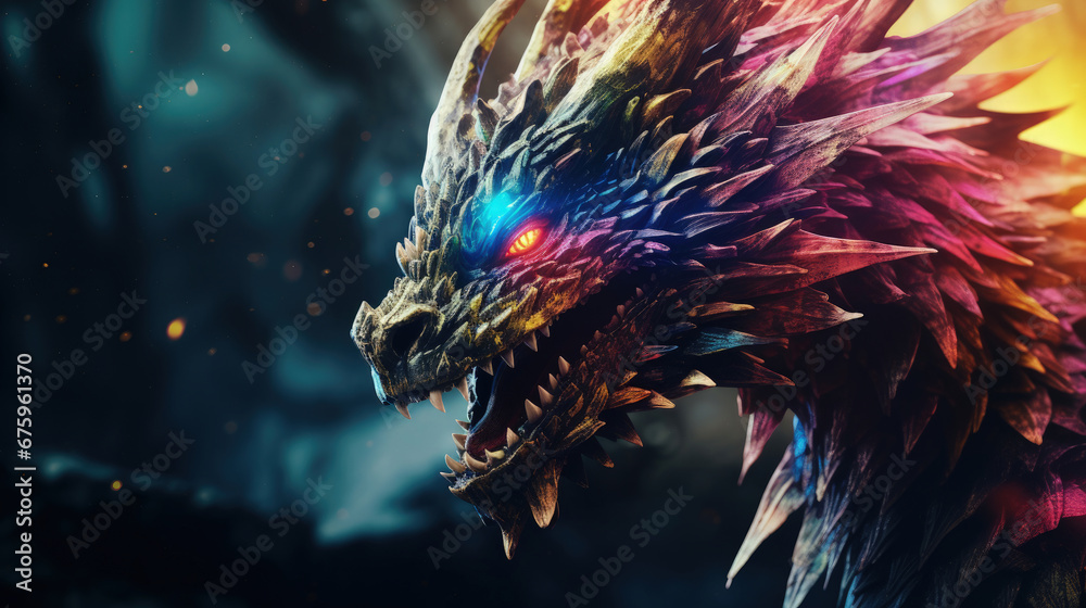Majestic Dragon in Vibrant Colors: A Mythical Creature's Stunning and ...