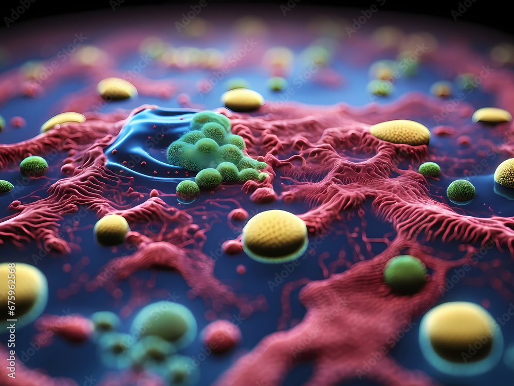Bacteria's, viruses and germs with blood cells 3d seamless pattern ...