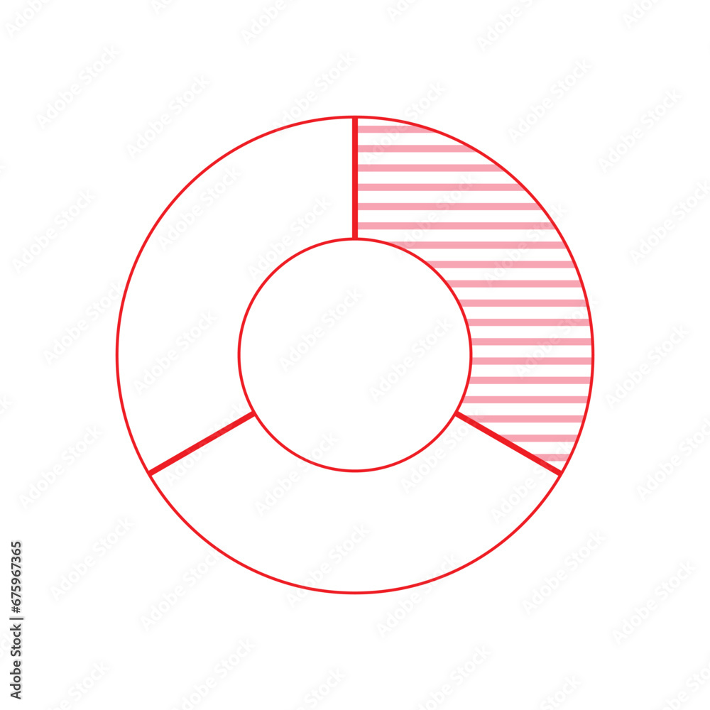 Fraction pie divided into one-third. Pie chart. Mathematics resources ...