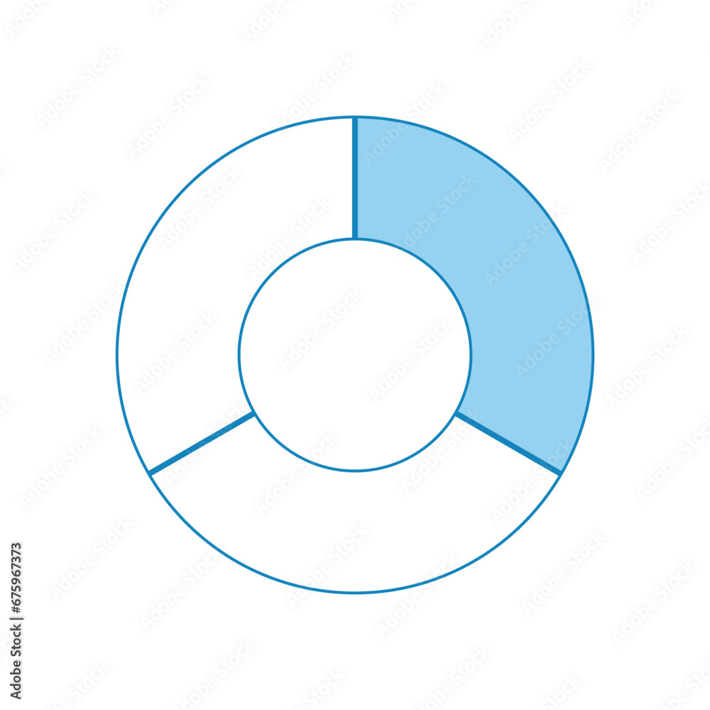 Fraction pie divided into one-third. Pie chart. Mathematics resources ...