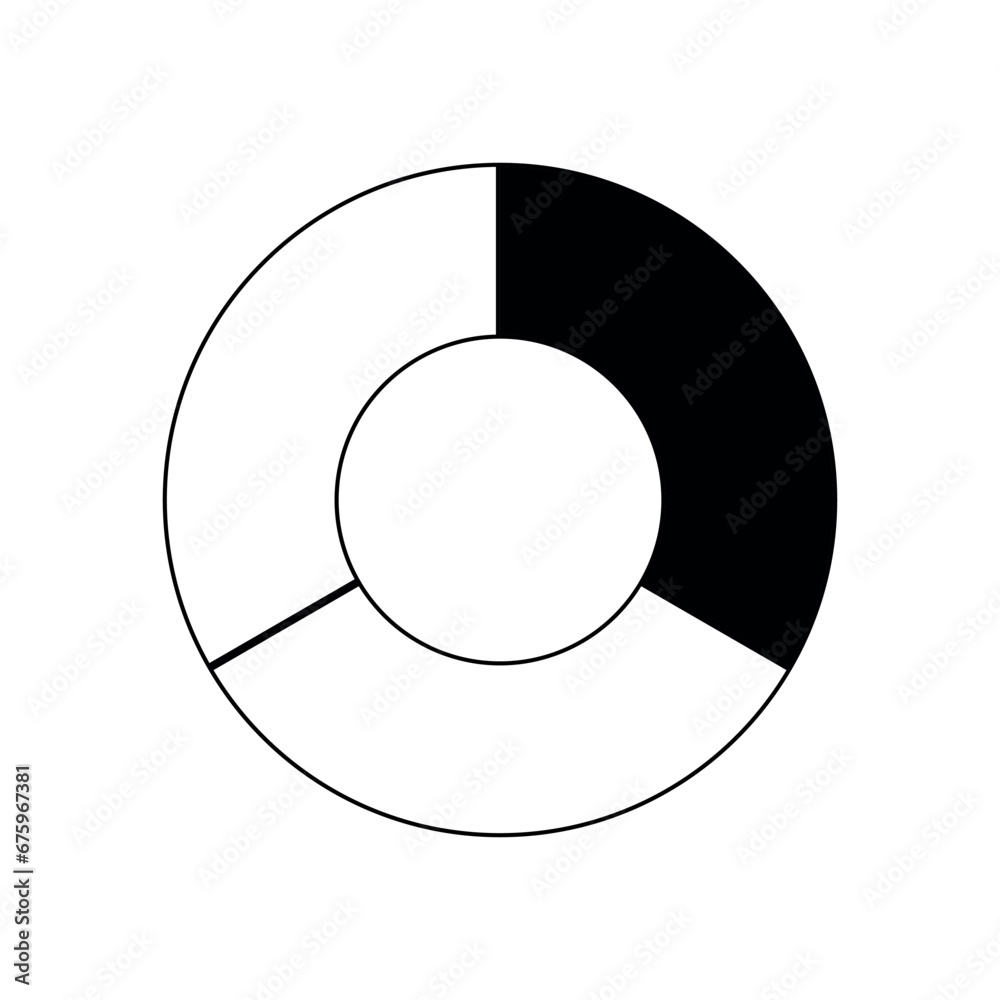Fraction pie divided into one-third. Pie chart. Mathematics resources ...