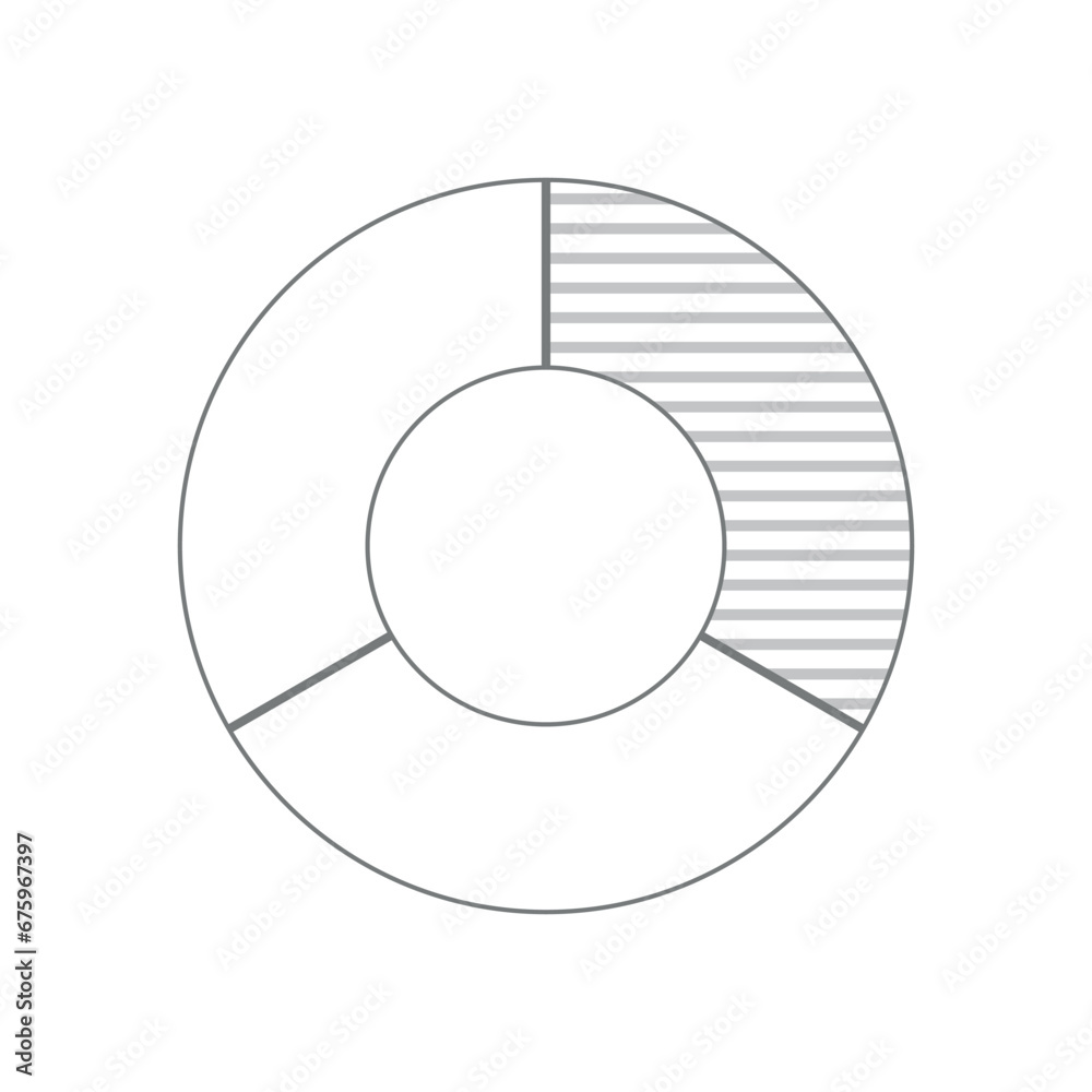 Fraction pie divided into one-third. Pie chart. Mathematics resources ...