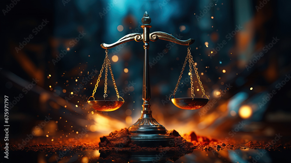 Justice Illuminated: A Balance Scale in a Stunning, Colorful Display ...