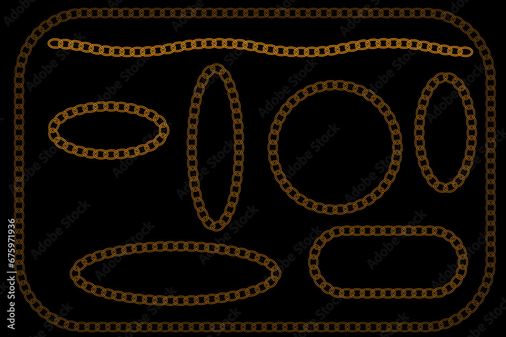 Set of chain pattern. vector chain link circle and oval, chin pattern ...