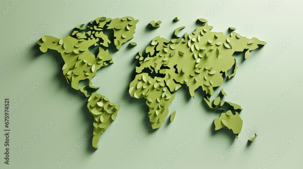 International Earth Day 3d illustration Banner of green paper cut world ...
