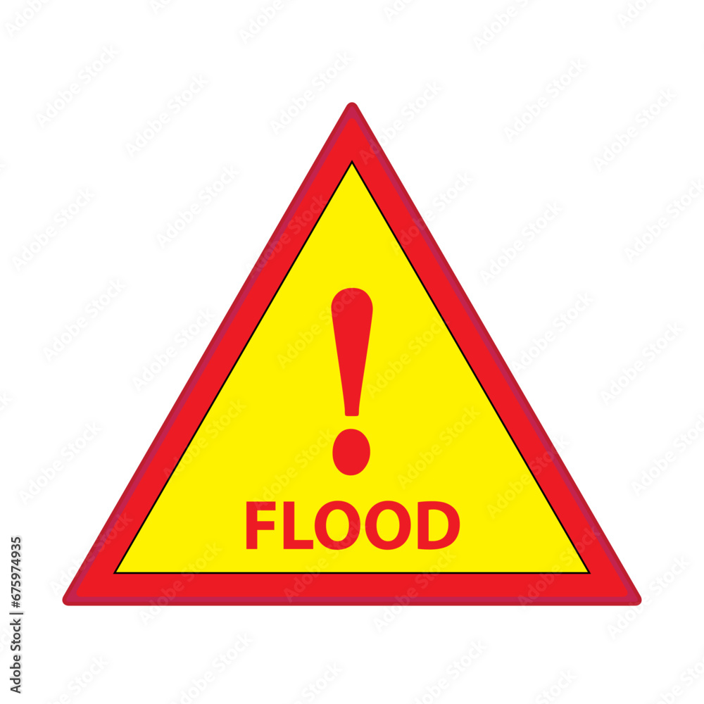 Caution signs. Symbols of danger and flood warning signs. warning ...