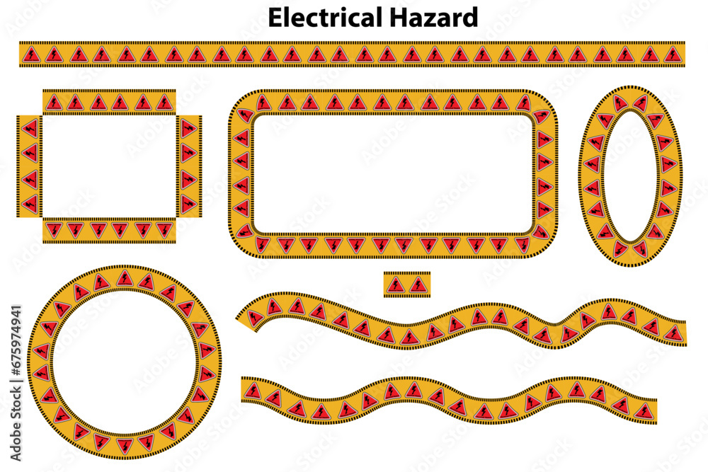 Caution signs. Symbols of Waring Signboard. Electrical hazard keep out ...