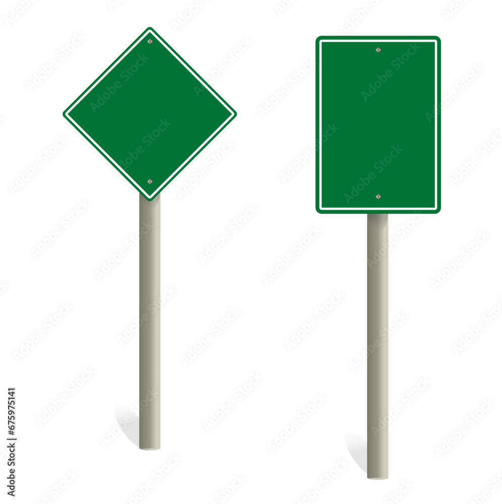 road sign blank template. Road sign set traffic blank sign mockup blank. Highway signs. yellow ...