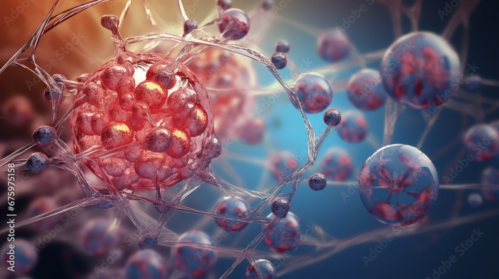 Cell Structure. Nucleus with chromosomes, DNA molecule (double helix ...