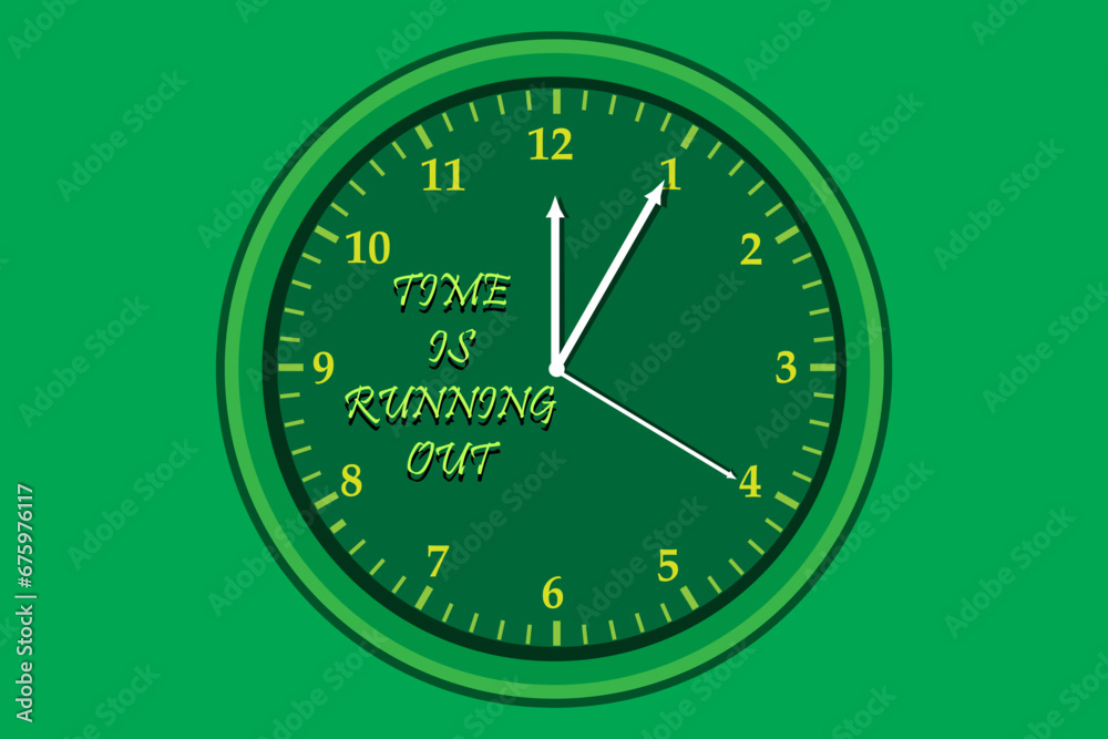 times is running out. green color background. and analog clock. vector ...