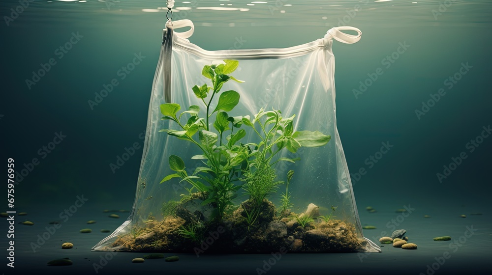 Plastic free.Ecological poster. Say NO to plastic and polyethylene bags ...