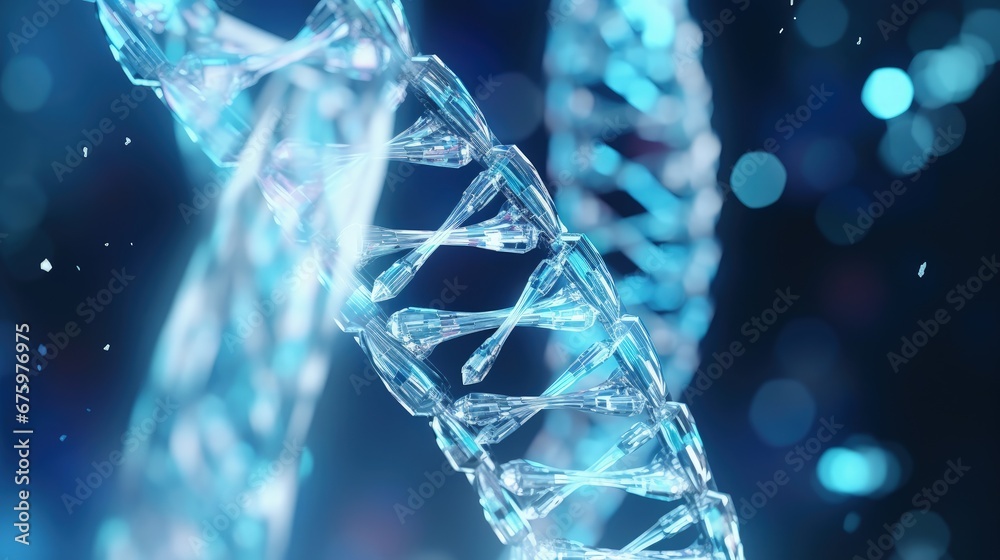 Futuristic Rotating White DNA Strand with Genetic Codes and abstract ...
