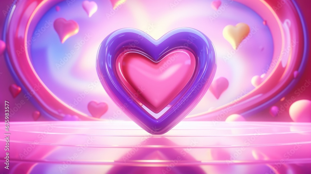Foto de Inflated pink glossy heart shape balloon background. Valentine ...