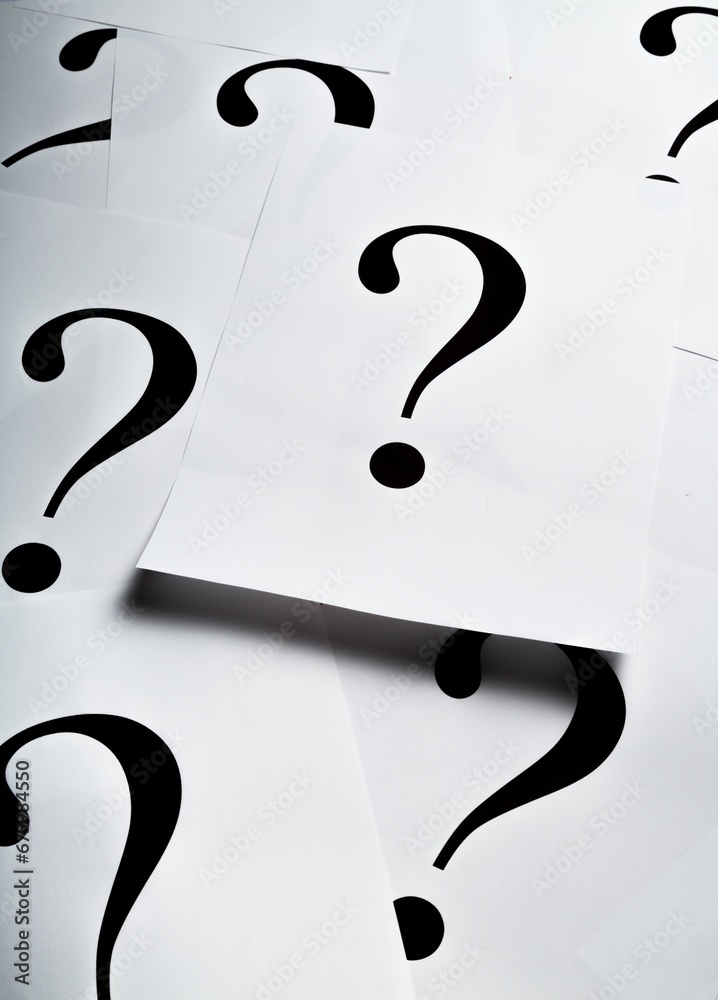 White cards with Question Marks Stock Photo | Adobe Stock