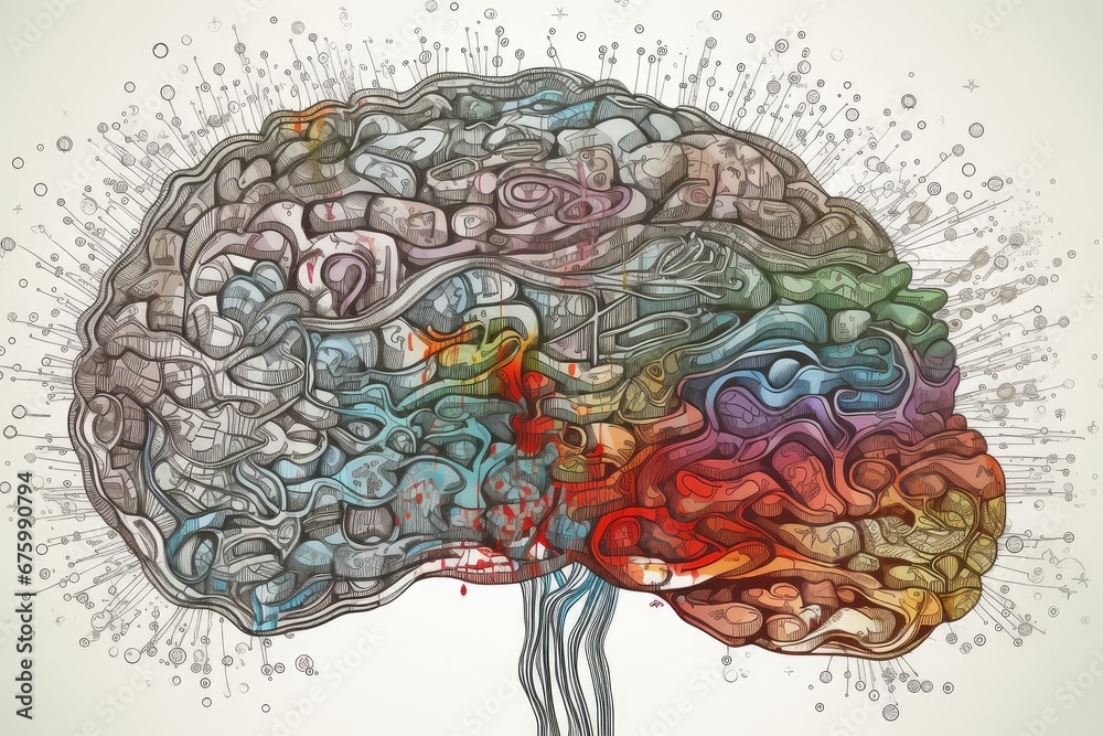 human brain anatomy, human mind model, left cerebral hemisphere, right ...
