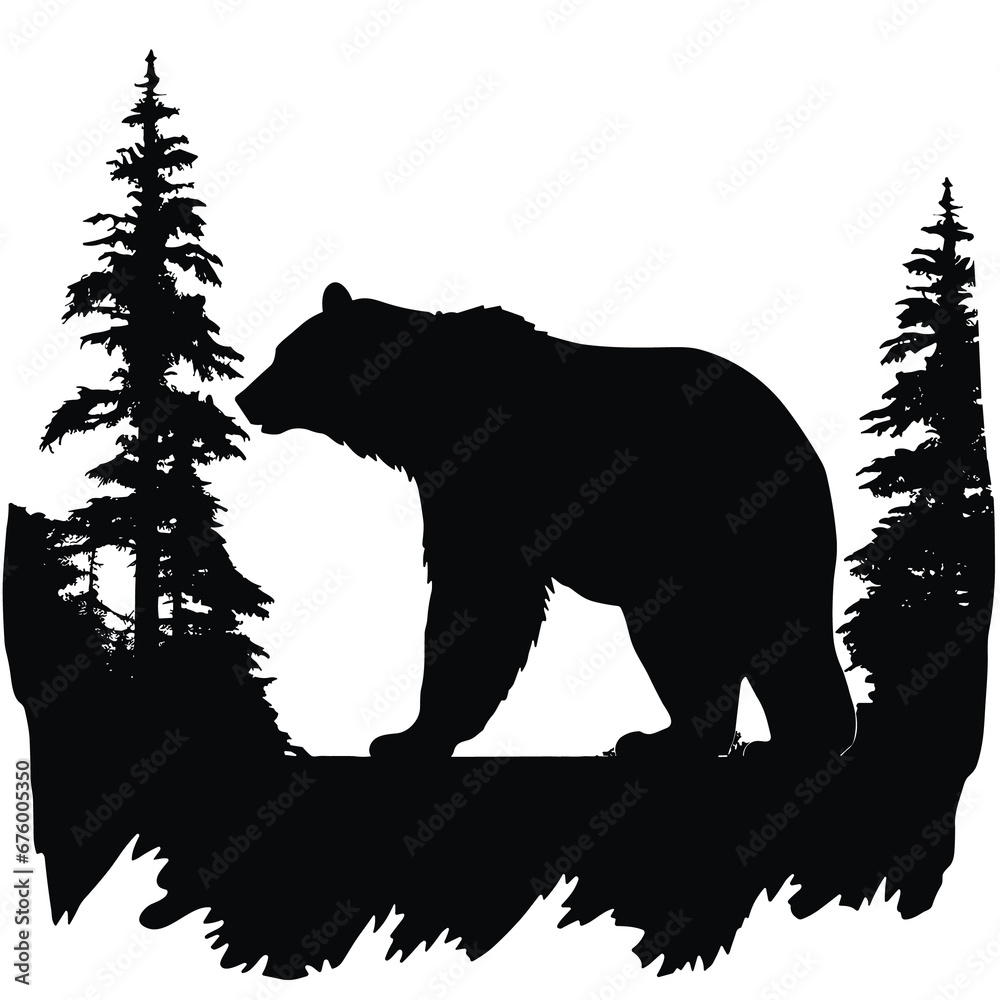 ack bear illustration. bear silhouette. Minimalist and Flat Logo ...