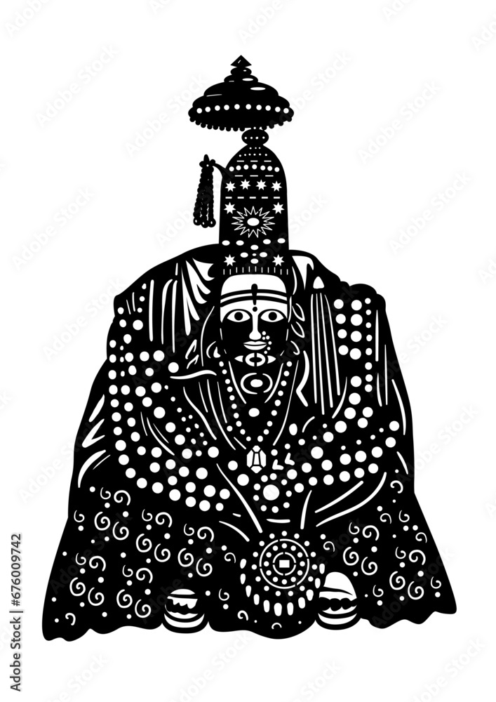 Goddess Tulja Bhavani Vector Silhouette Stock Vector | Adobe Stock