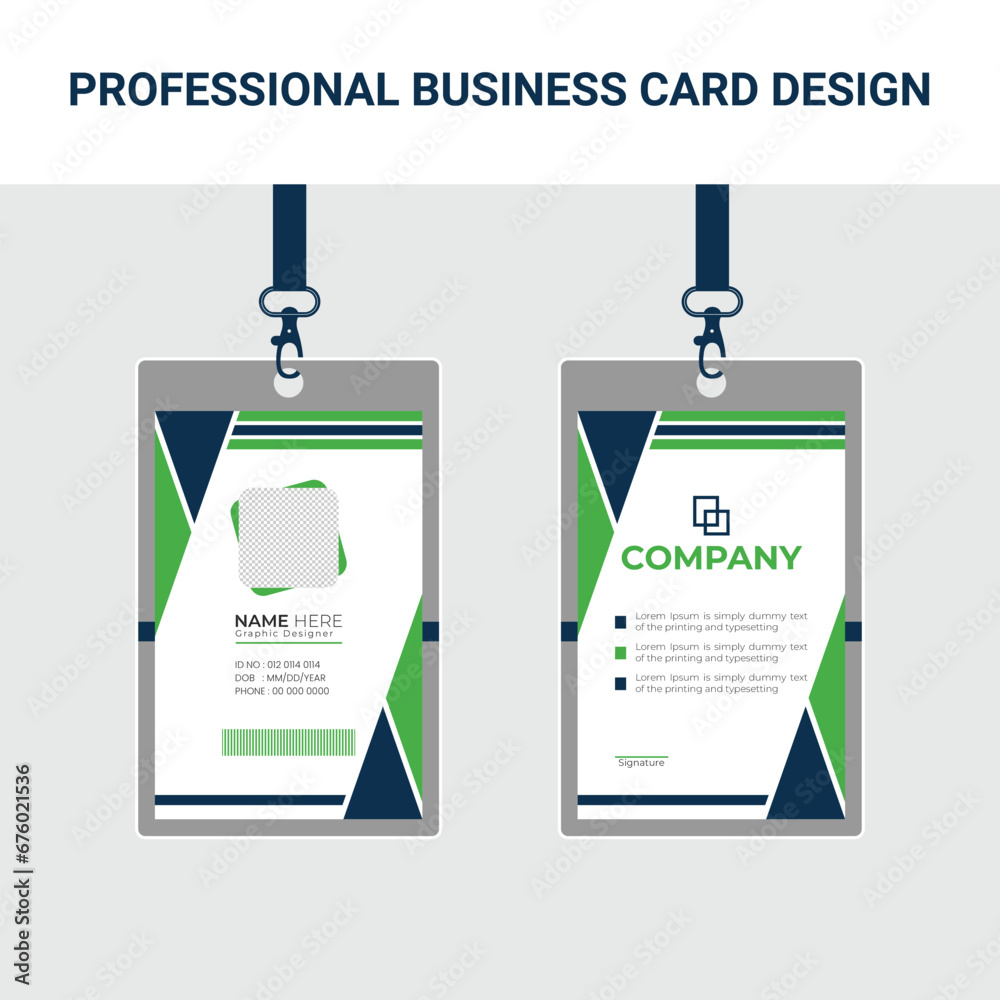 Professional modern simple id card design with red, blue, black, green ...