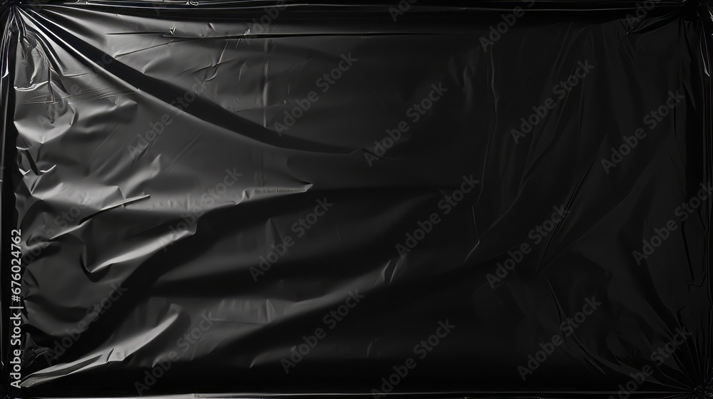 Polythene wraps for an overlay effect on black background. Wrinkled ...
