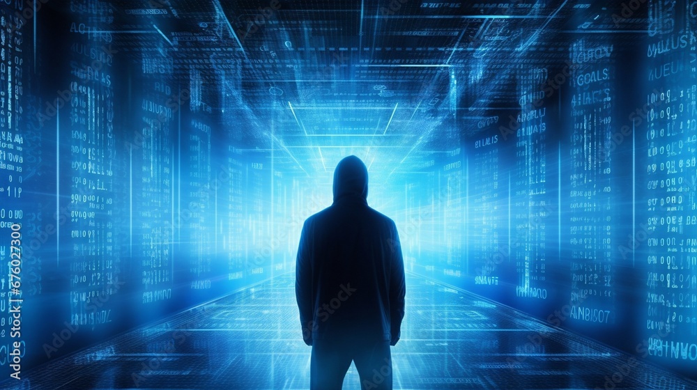 Blue Technology Circuits Matrix Binary Code Background. Created With ...