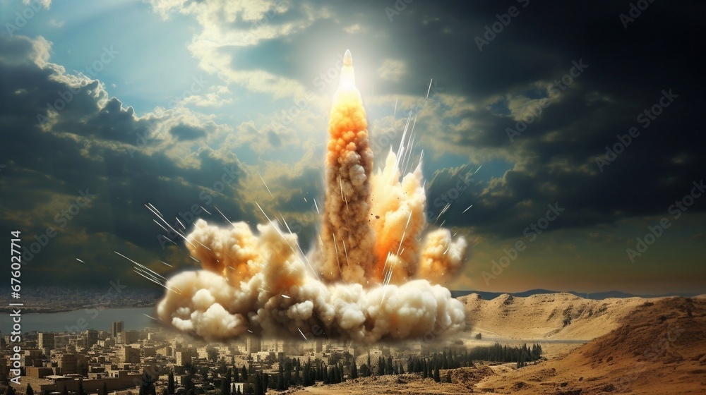 Missile Strike Onto An Inhabited Densely Populated City In The Middle ...