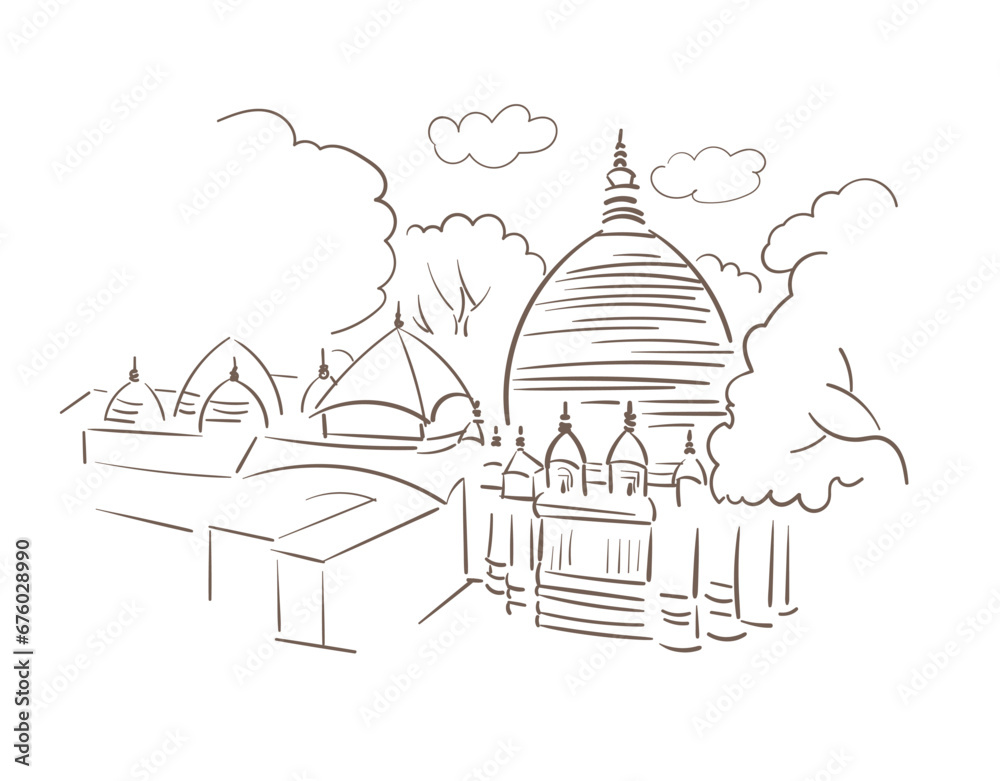 Kamakhya Temple Guwahati Assam India religion institution vector sketch ...