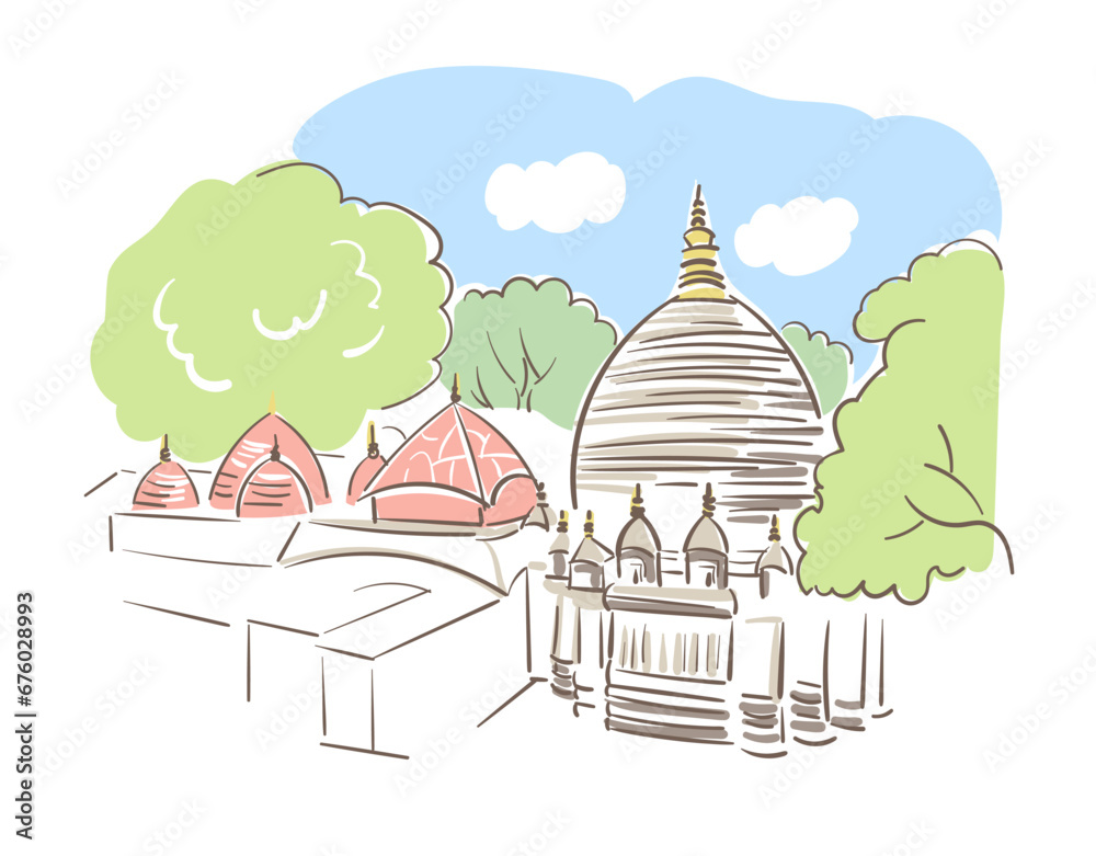 Kamakhya Temple Guwahati Assam India religion institution vector sketch ...