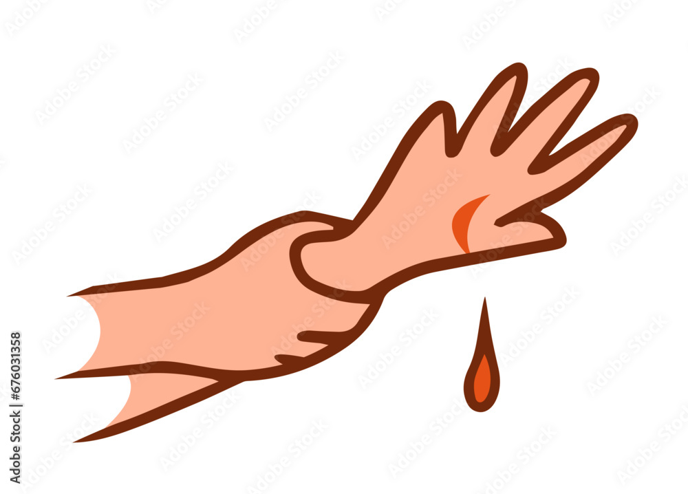 Domestic injury. Blood dripping from a wound. Cartoon vector ...