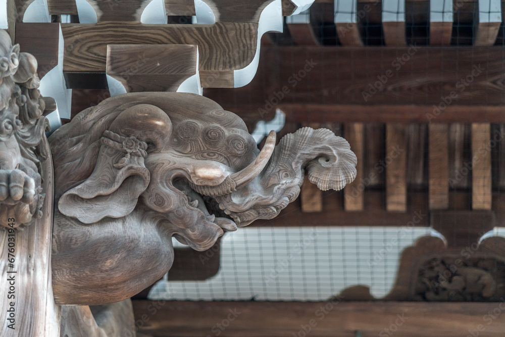 Baku or zoubana Tapir Nosing carved guardians of Hongaku-ji Temple ...