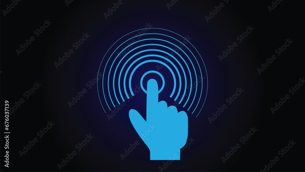 Hand click icon in trendy outline style design. Vector graphic ...